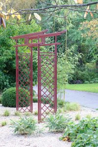 A Metal Torii Gate as a Garden Feature in each colour