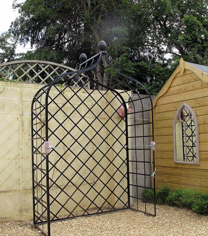 Traditional metal Victorian arbour. Galvanised. From the manufacturer.