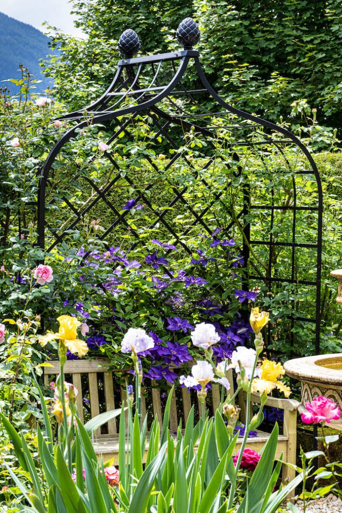 Traditional metal Victorian arbour. Galvanised. From the manufacturer.