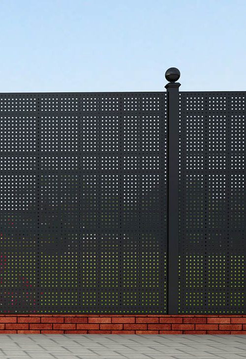 Attractive metal railing privacy screen. Powder coated in any RAL colour