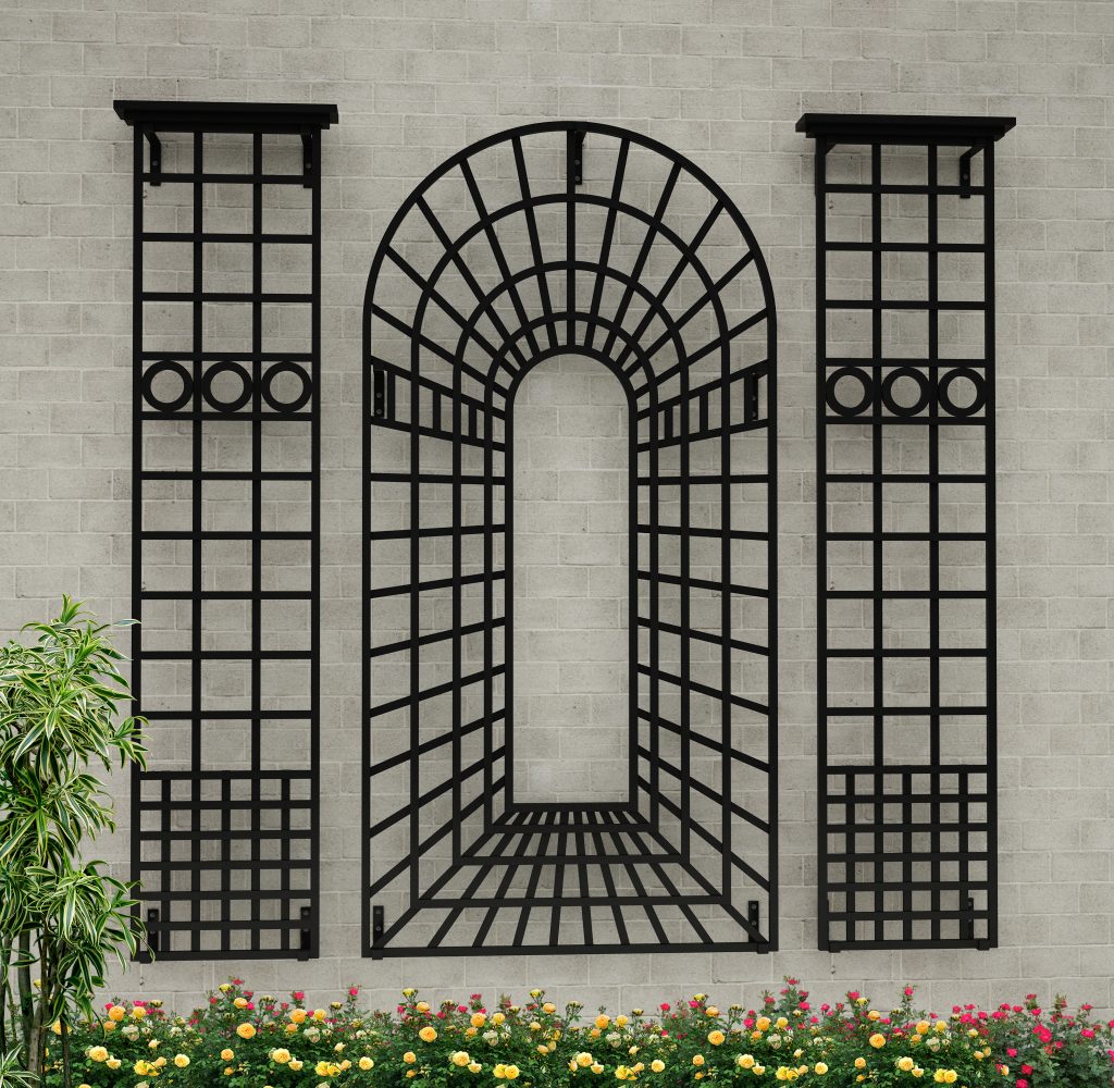 Spectacular three-part perspective trellis ideal for greening a façade